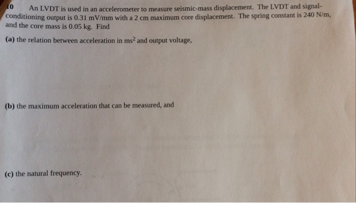 Solved 0 An Lvdt Is Used In An Accelerometer To Measure