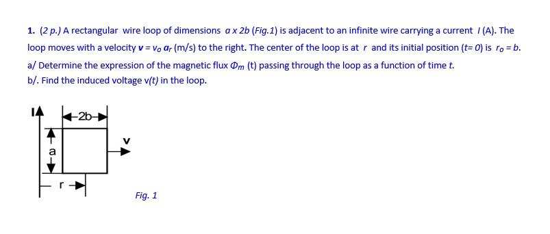 Solved 1. (2 p.) A rectangular wire loop of dimensions a x | Chegg.com