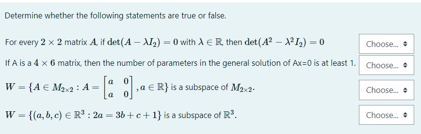 Solved Determine whether the following statements are true | Chegg.com