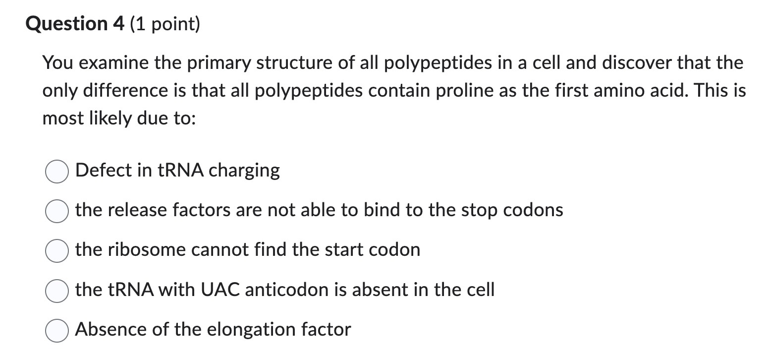 Solved Question 4 (1 ﻿point)You examine the primary | Chegg.com