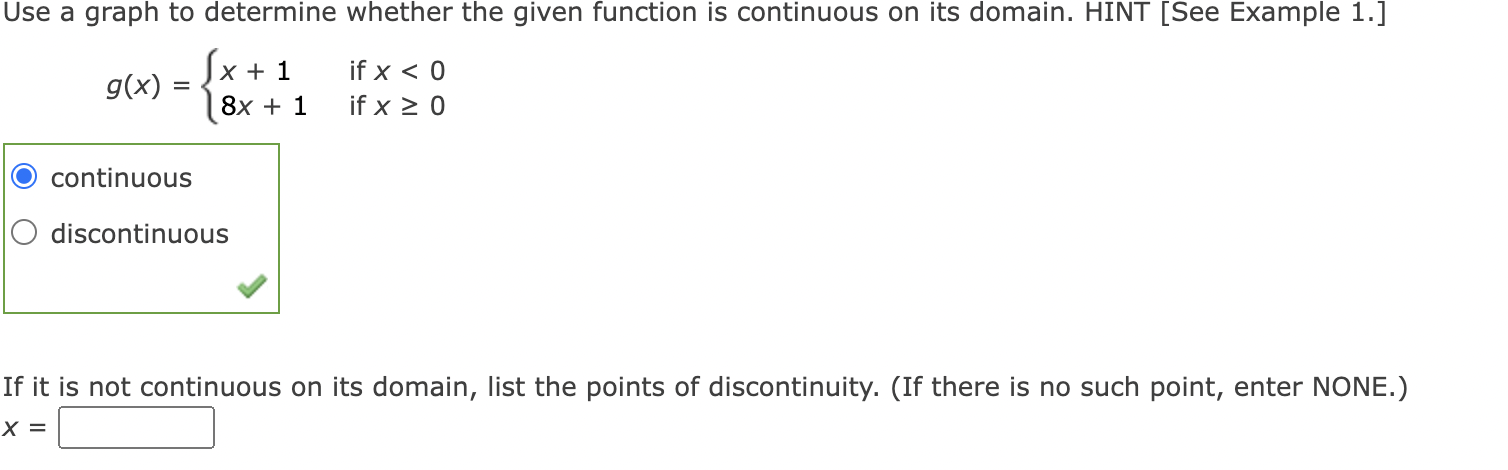 Solved g(x)={x+18x+1 if x
