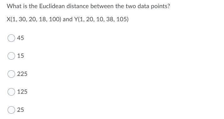 Solved What is the Euclidean distance between the two data | Chegg.com