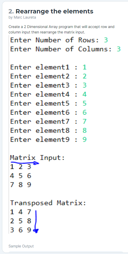 Enter Number of Rows: 3 Enter Number of Columns: 3 | Chegg.com