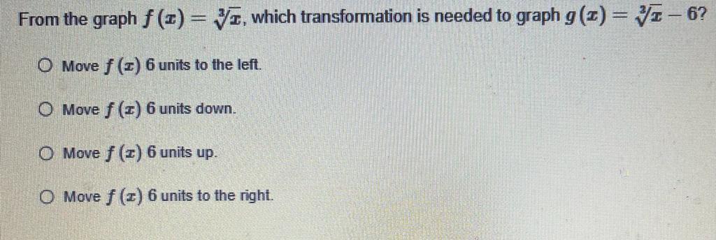 Solved From the graph f(x)=3x, which transformation is | Chegg.com