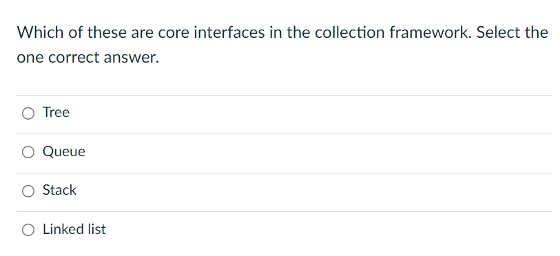 Solved Which Of These Are Core Interfaces In The Collection