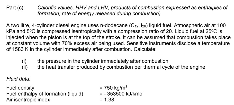 Calorific values, HHV and LHV, products of combustion | Chegg.com