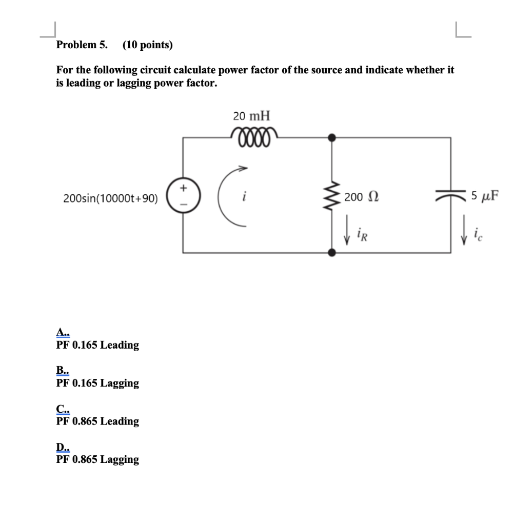 Solved Problem 4. (10 points) For the following circuit | Chegg.com