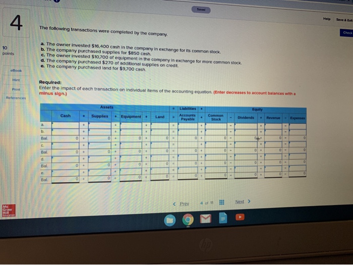 Solved Help Save & Ex 4 The following transactions were | Chegg.com