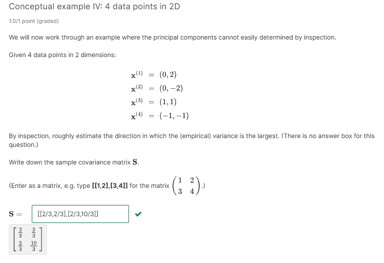 Solved Conceptual example IV: 4 data points in 2D 1.0/1 | Chegg.com