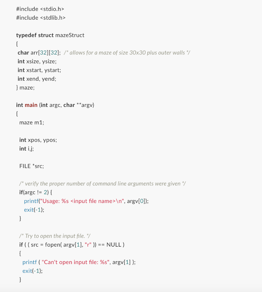 Solved Maze Solving For this project, write a C program that | Chegg.com