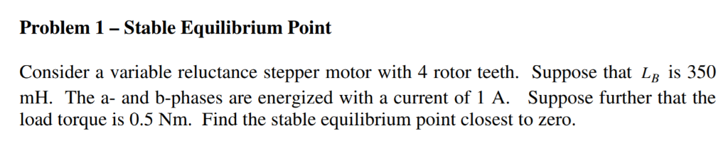 Solved Problem 1 - Stable Equilibrium Point Consider a | Chegg.com