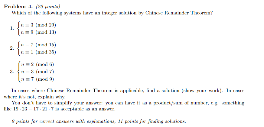 Solved Problem 4. (20 points) Which of the following systems | Chegg.com