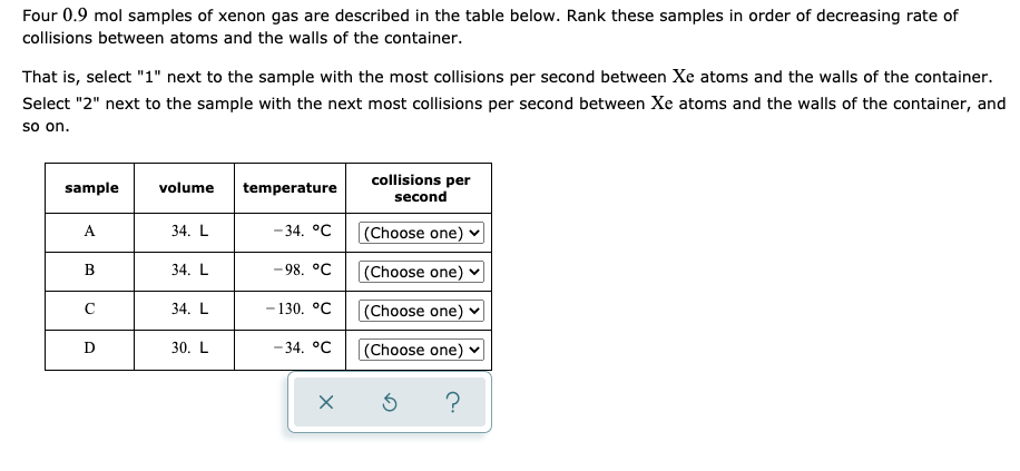 Solved Four 0.9 mol samples of xenon gas are described in | Chegg.com