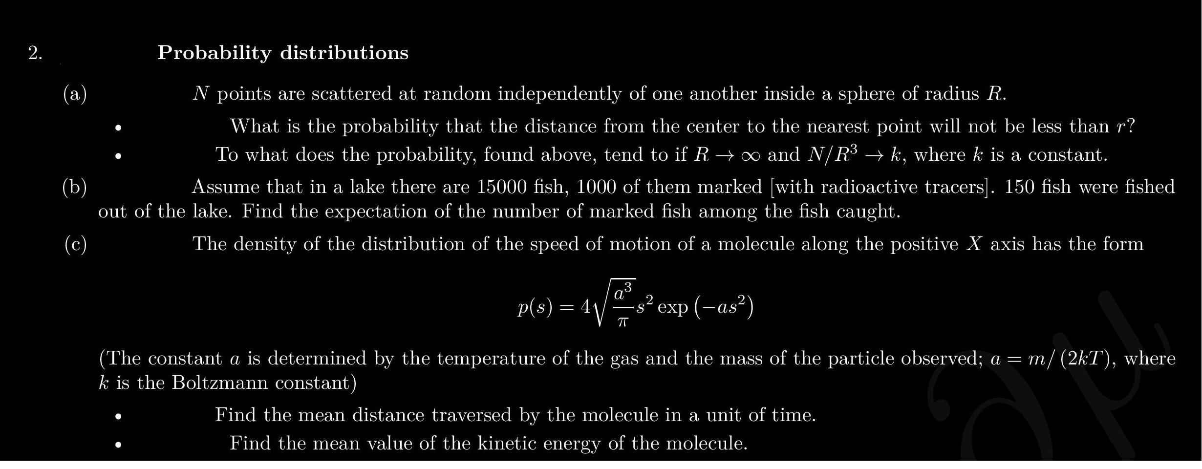 Solved 2. Probability distributions (a) N points are | Chegg.com