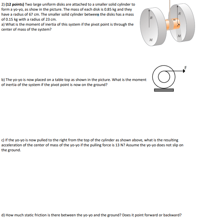 Solved 2) (12 points) Two large uniform disks are attached | Chegg.com