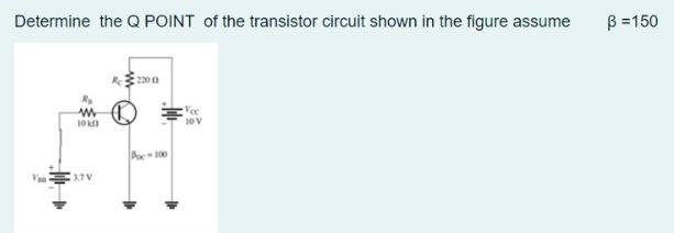 Solved Determine the Q POINT of the transistor circuit shown | Chegg.com