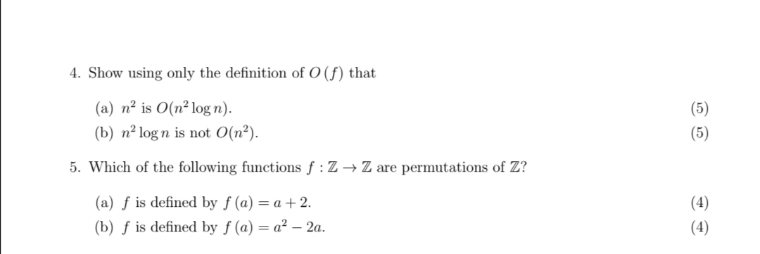 Solved 4. Show using only the definition of O (f) that (a) | Chegg.com