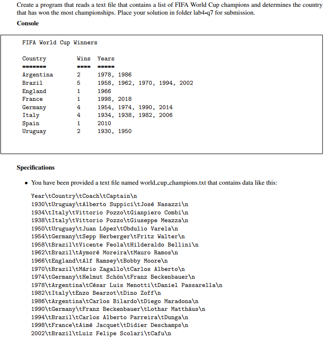 Solved Create a program that reads a text file that contains | Chegg.com