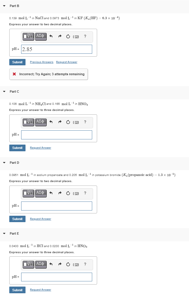 Solved Please please please find the pH for all of the | Chegg.com