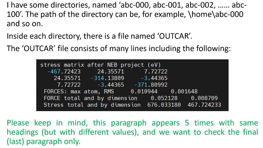 Solved I have some directories, named 'abc-000, abc-001, | Chegg.com