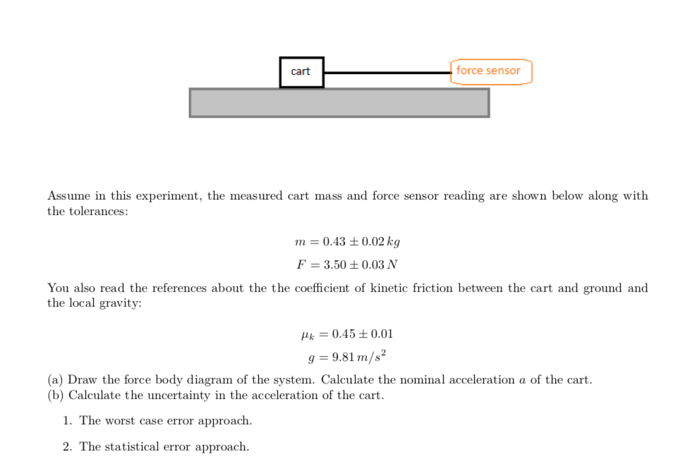 Solved cart force sensor Assume in this experiment, the | Chegg.com