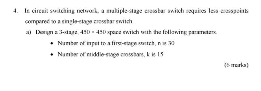 Solved In circuit switching network, a multiple-stage | Chegg.com