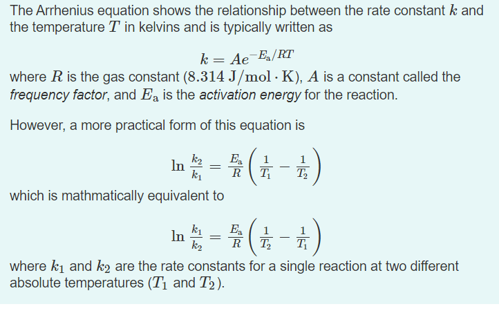 Solved The Arrhenius equation shows the relationship between | Chegg.com