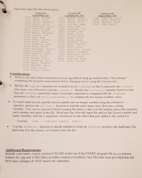 Solved Input and output file data shown below wy Licenset | Chegg.com