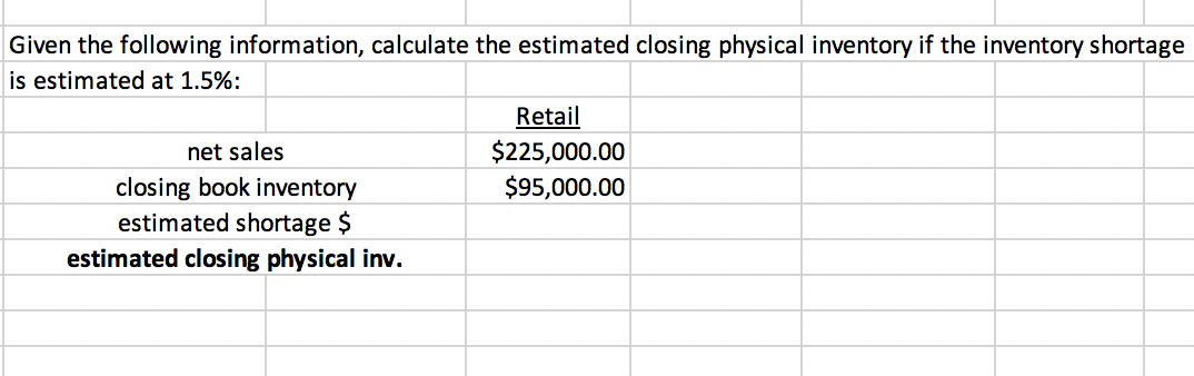 Solved Given the following information, calculate the | Chegg.com
