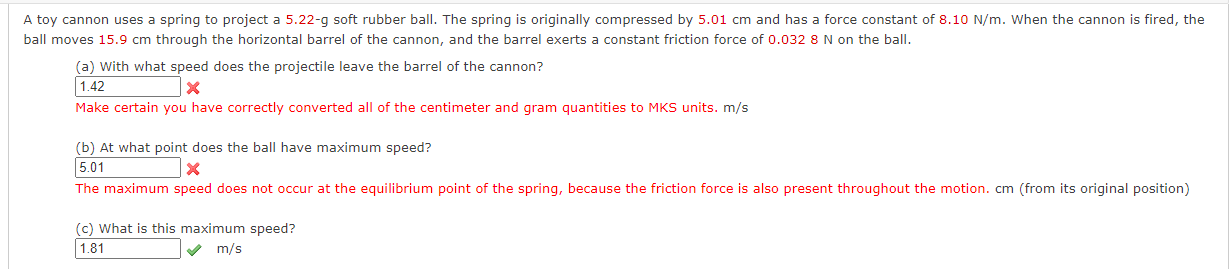 Solved A toy cannon uses a spring to project a 5.22−g soft | Chegg.com