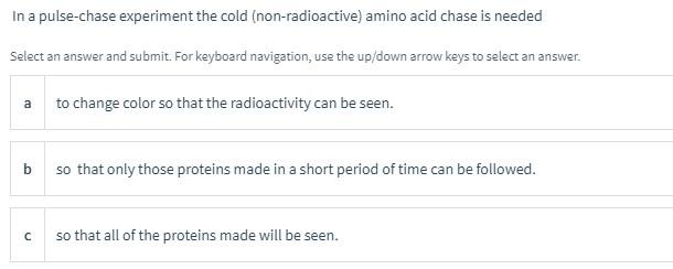 Solved In a pulse-chase experiment the cold | Chegg.com