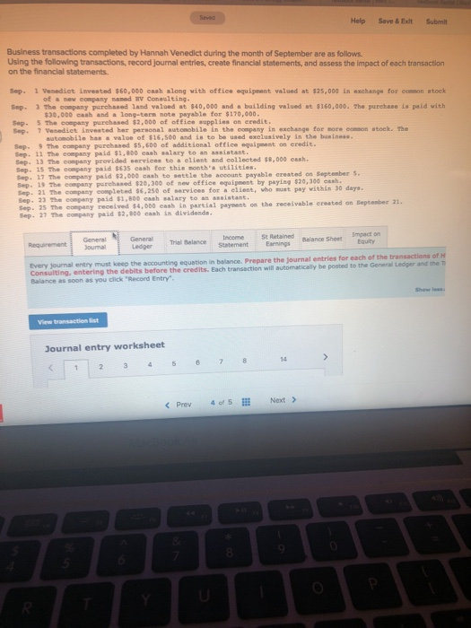 Solved Help Save &Exit Submit Buslness transactions | Chegg.com