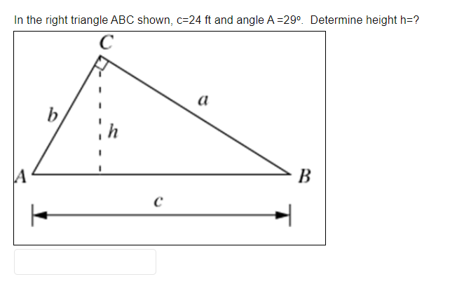 Solved In the right triangle ABC shown, c=13ft and angle | Chegg.com