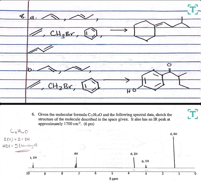 6. Given the molecular formula C11H14O and the | Chegg.com
