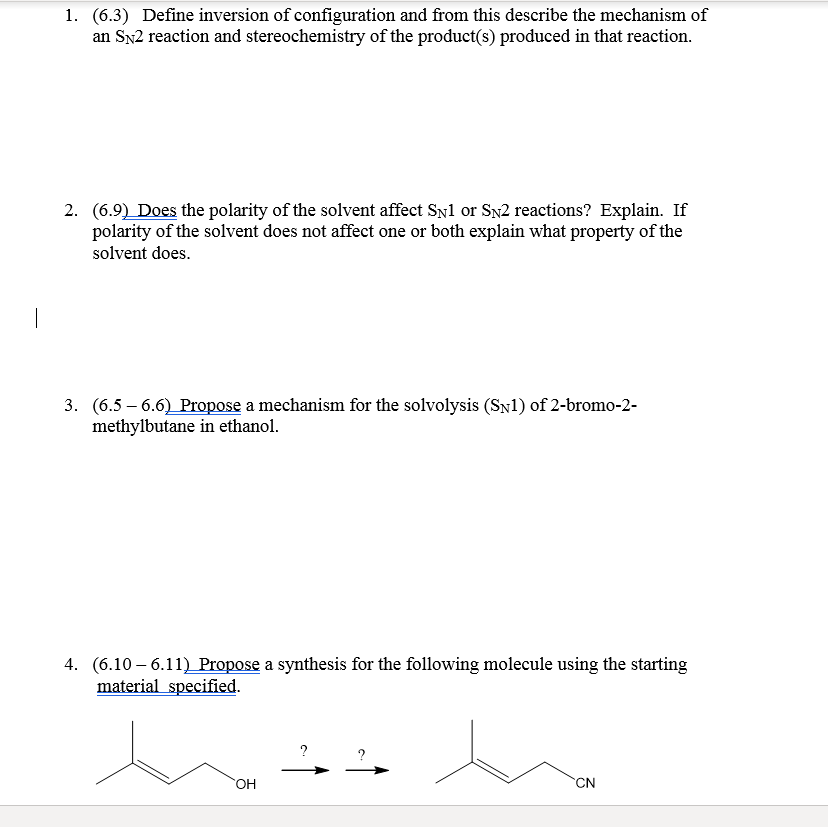 Solved 1. (6.3) Define inversion of configuration and from | Chegg.com