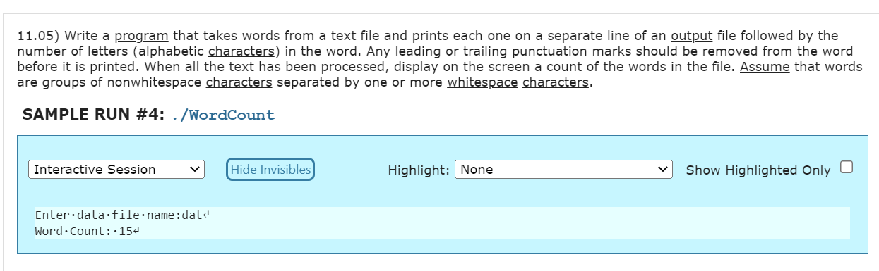 Solved 11.05) Write a program that takes words from a text | Chegg.com