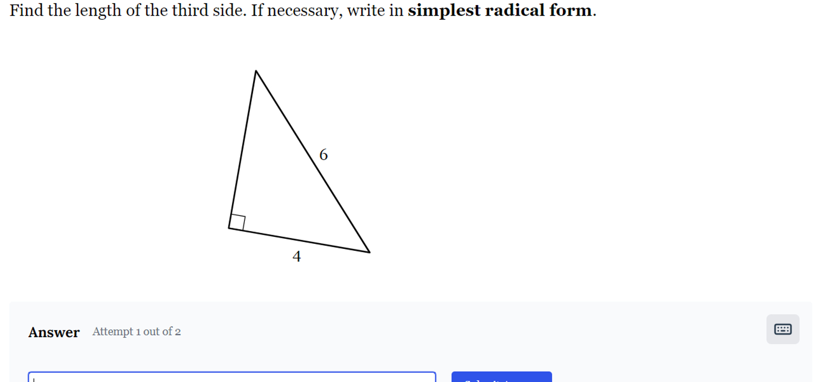 Solved Find the length of the third side. If necessary, | Chegg.com