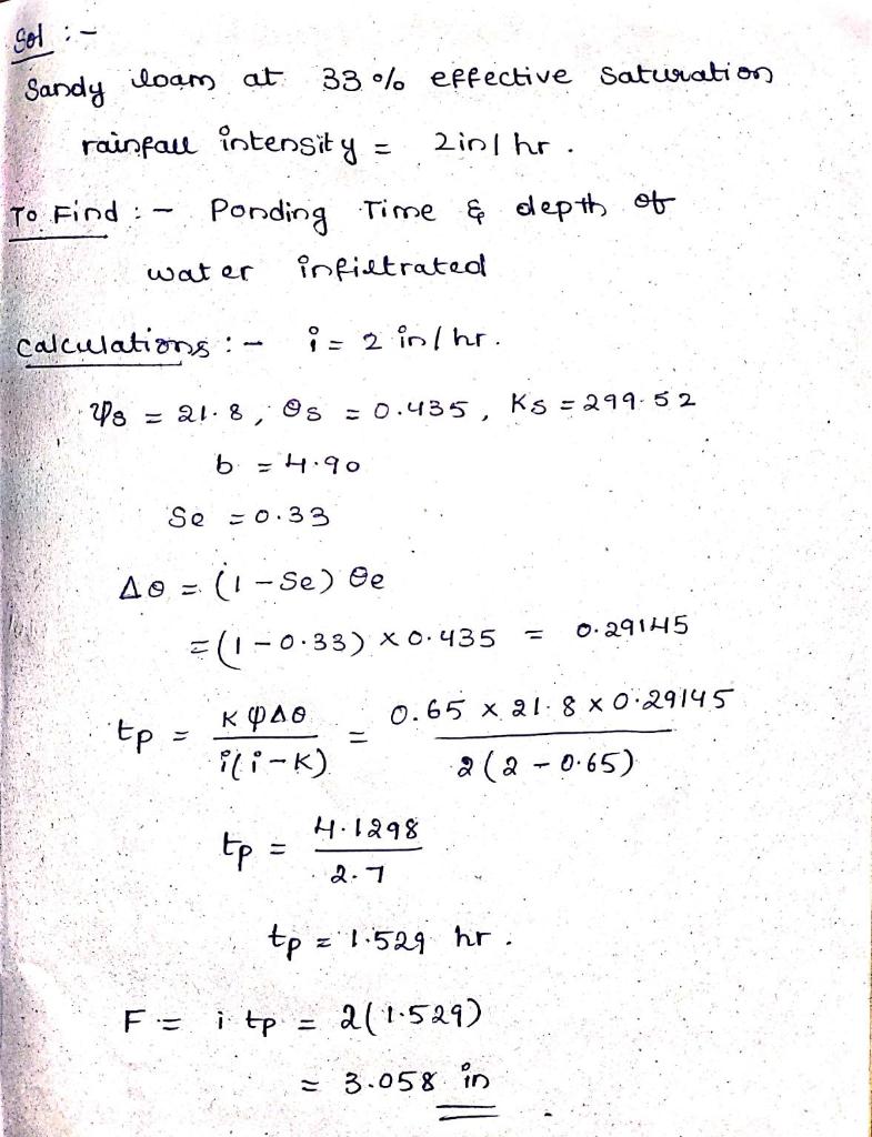 Solved Situation 1. Compute the ponding time and the depth | Chegg.com