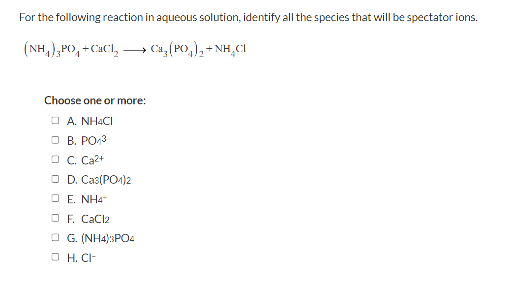 Solved For the following reaction in ﻿aqueous solution, | Chegg.com