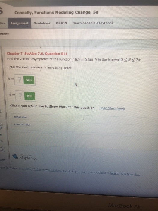 Solved Connally, Functions Modeling Change, Se tice | Chegg.com