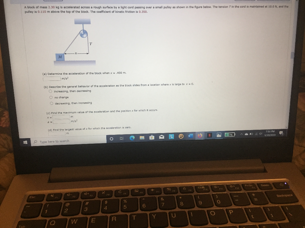 Solved A block of mass 2.30 kg is accelerated across a rough | Chegg.com
