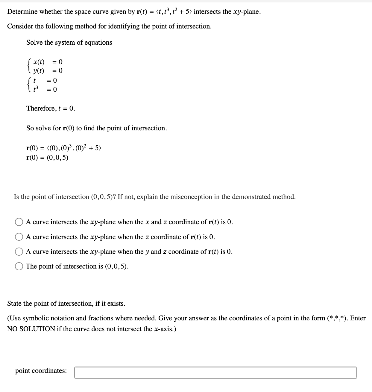 Solved Determine whether the space curve given by | Chegg.com