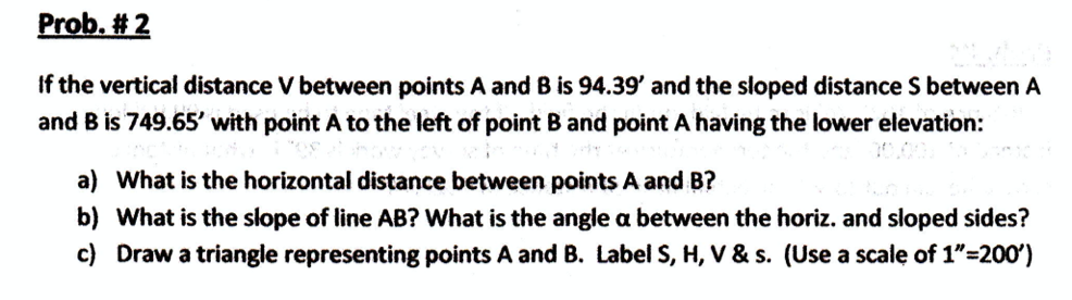 Solved Prob, # 2 If the vertical distance V between points A | Chegg.com