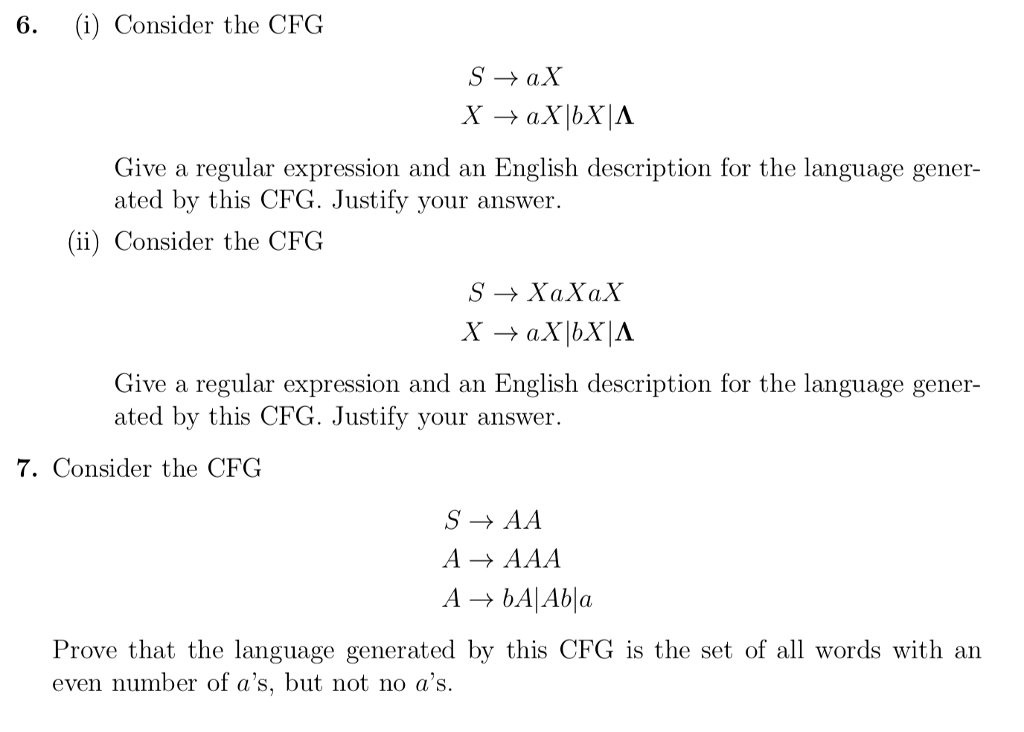 Solved 6. Consider the CFG + a Give a regular expression and | Chegg.com