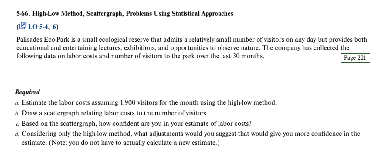 5-66. High-Low Method, Scattergraph, Problems Using | Chegg.com