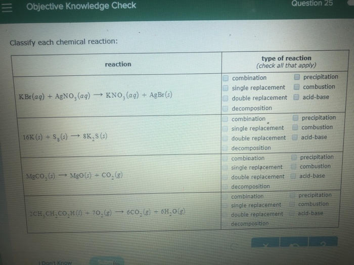 Solved Objective Knowledge Check Question 25 Classify each | Chegg.com