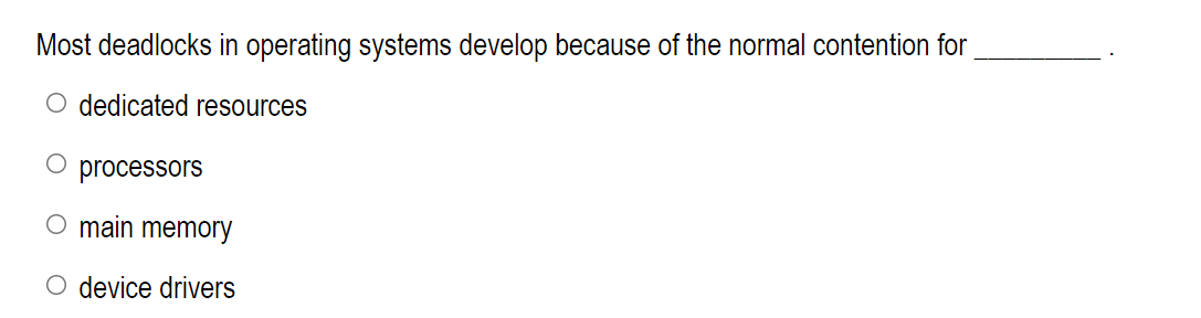 Solved Most deadlocks in operating systems develop because | Chegg.com