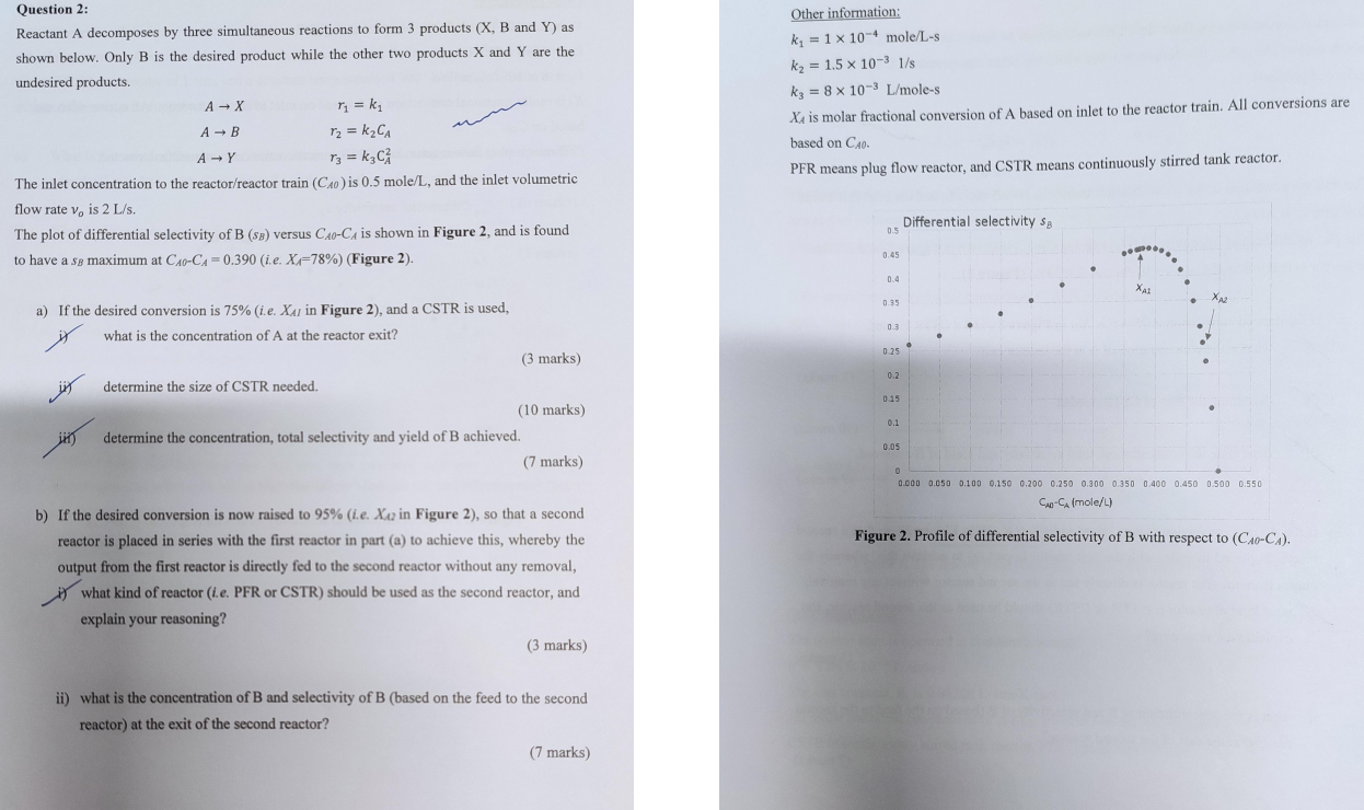 Solved Question 2: Other information: Reactant A decomposes | Chegg.com