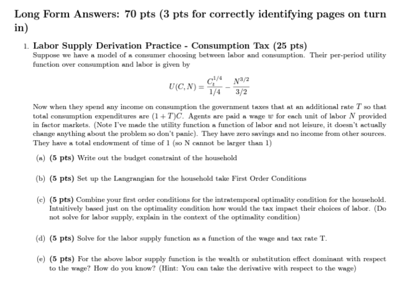 Solved Long Form Answers: 70 ﻿pts (3 ﻿pts for correctly | Chegg.com