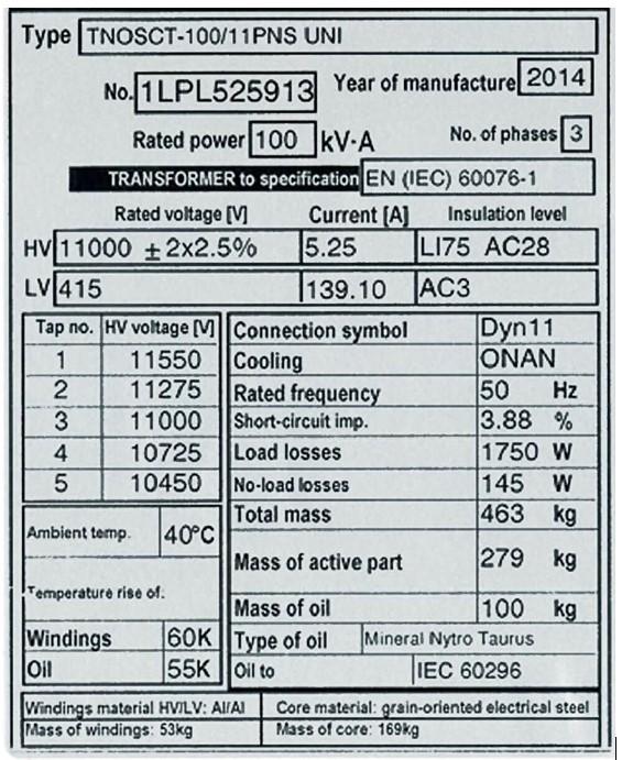 Solved Based on the transformer nameplate below. (Ignore the | Chegg.com